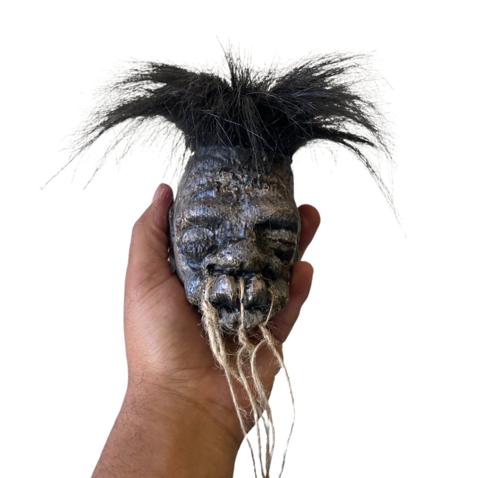 Jumbo Shrunken Head Replica With Hair and Hanging Dark Voodoo - Etsy