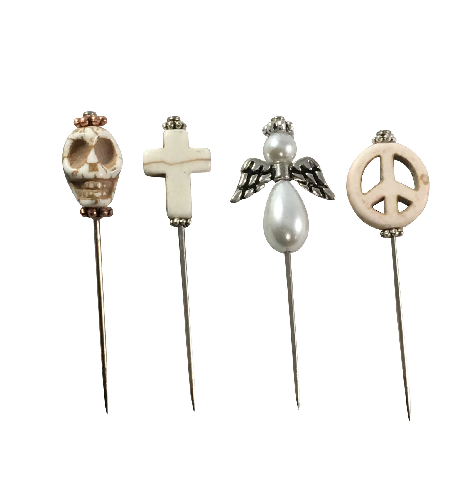 4 Voodoo Pins Heart Skull Angel Cross Needles - Etsy