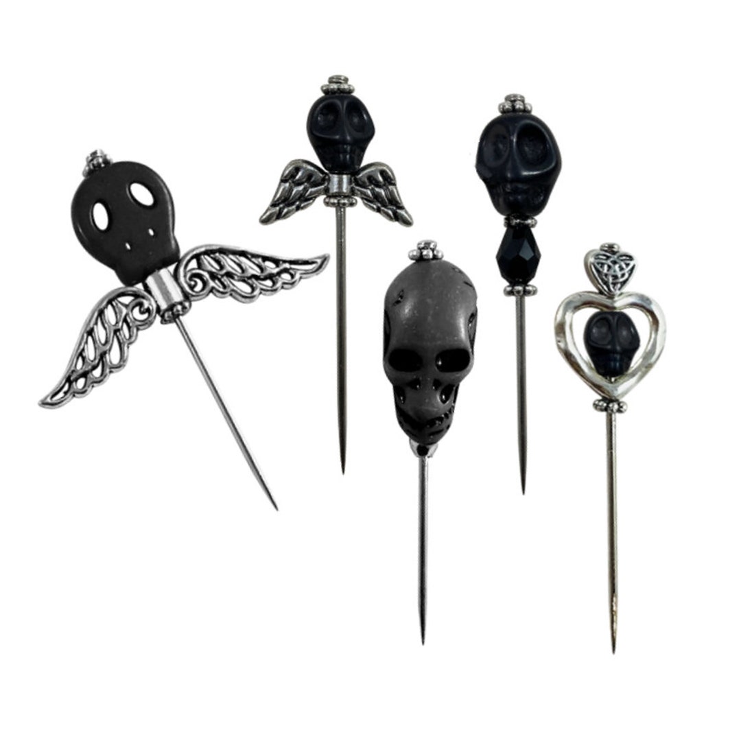 Black Skull MIX Voodoo Pin Set of 4 Pins Heart - Etsy