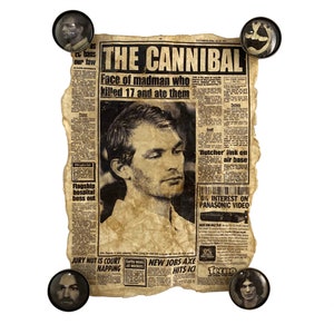 Serial Killer Newspaper Article With 4 Magnets Jeffrey Dahmer Ted Bundy ...