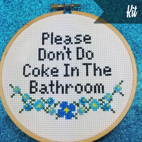 Please Don't Do Coke in the Bathroom Cross Stitch Kit - Etsy