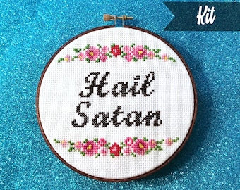 Hail Satan Worship Doom Cross Stitch Pattern, DMC, Needlecraft - Etsy