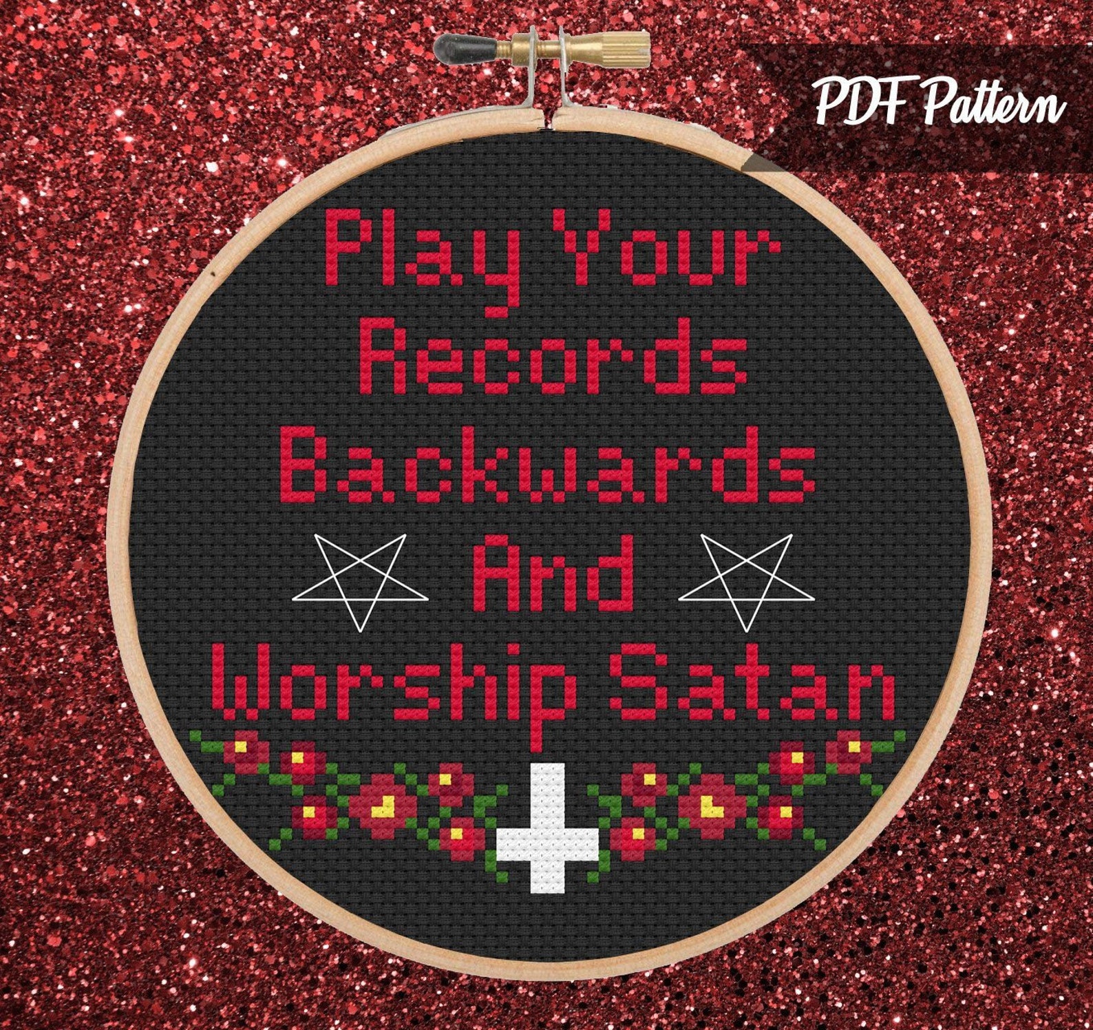 Worship Satan Cross Stitch PDF Pattern Instant Download - Etsy