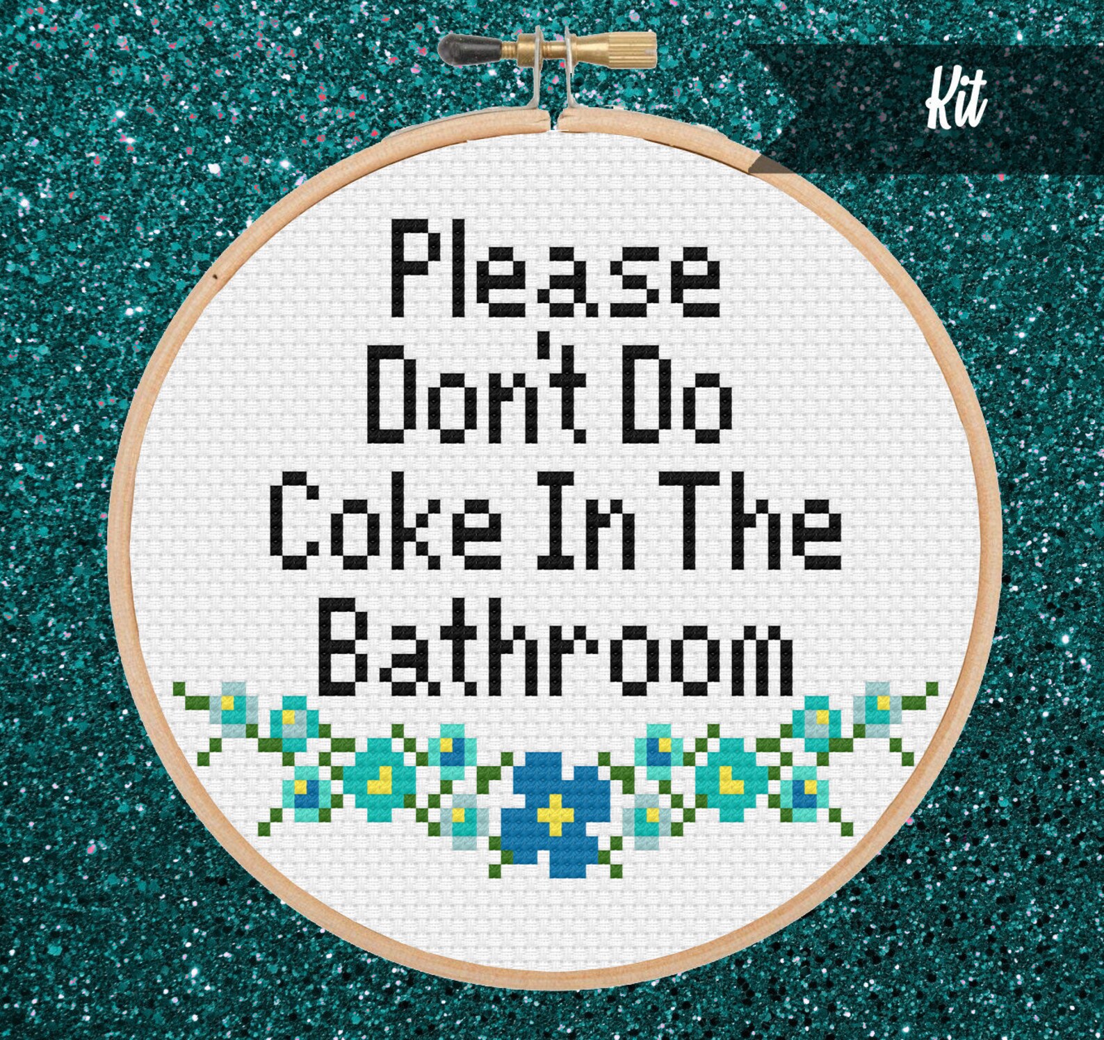 Please Don't Do Coke in the Bathroom Cross Stitch Kit - Etsy