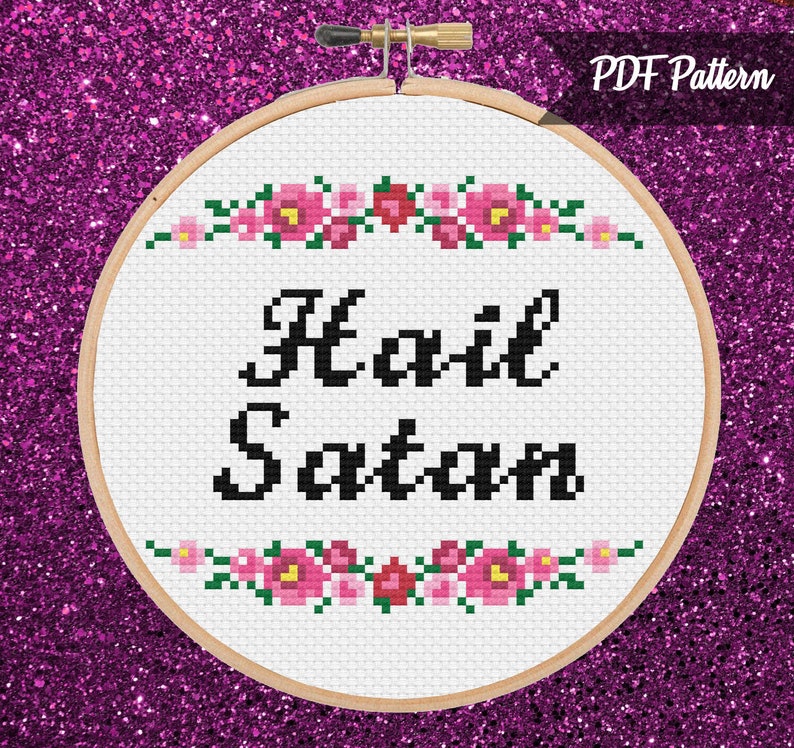 Hail Satan Cross Stitch PDF Pattern Instant Download - Etsy
