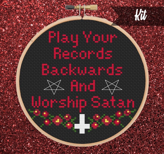 Worship Satan Cross Stitch Kit | Etsy