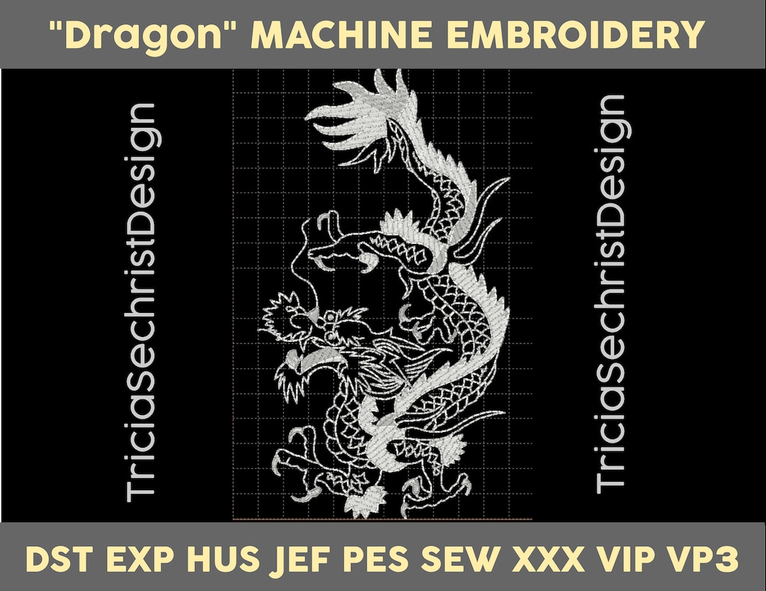 Ed Hardy Inspired Dragon - Machine Embroidery - .PES Digital Embroidery ...