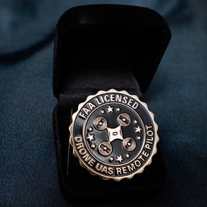 Large GOLD Color Drone Accessories Badge Pin - FAA Licensed UAS Remote ...