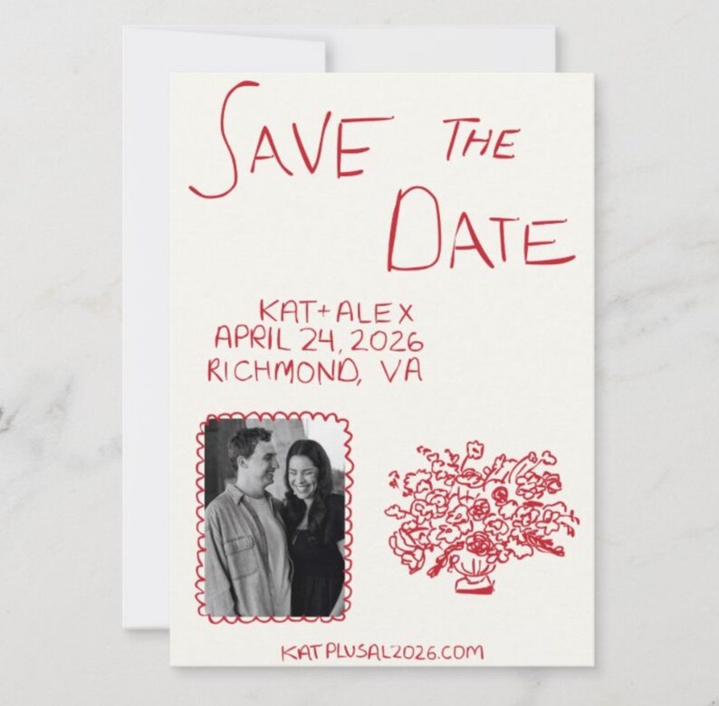 Handwritten Save the Date With Photo: Custom Funky Design (digital ...