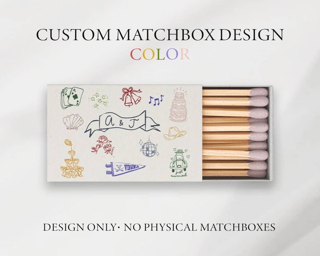 Custom Color Matchbox Design: Personalized Hand Drawn Illustration ...