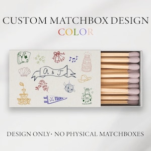 Custom Color Matchbox Design: Personalized Illustration Wedding Favors ...