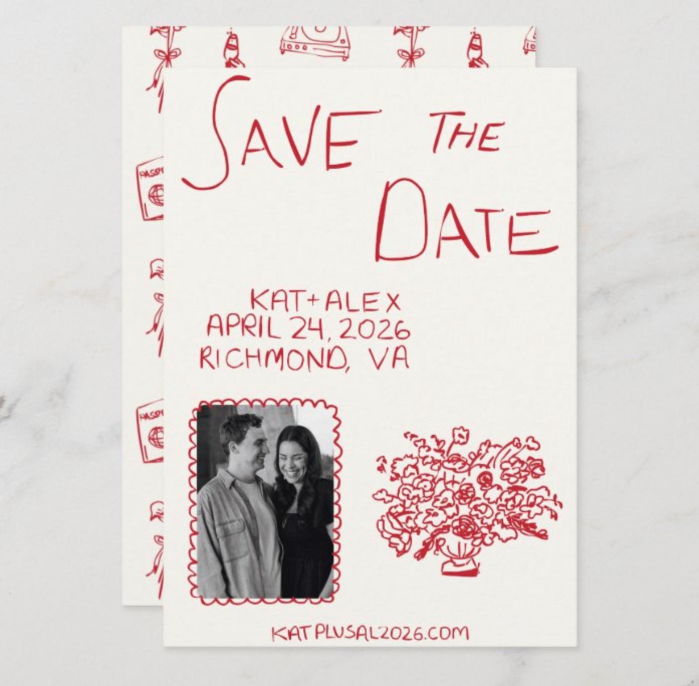 Handwritten Save the Date With Photo: Custom Funky Design (digital ...
