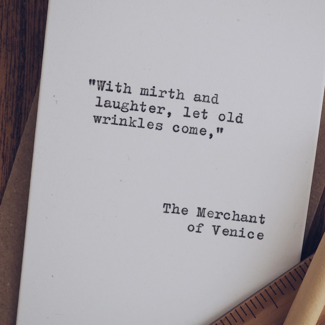 Shakespeare Birthday Card, Merchant of Venice Mirth and Laughter Quote ...