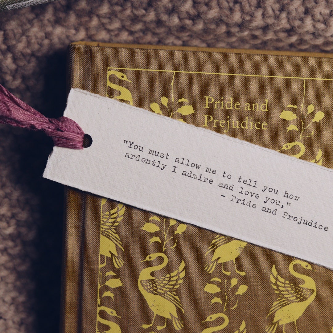 Pride and Prejudice Bookmark, Most Ardently Quote, Handmade Bookmark ...