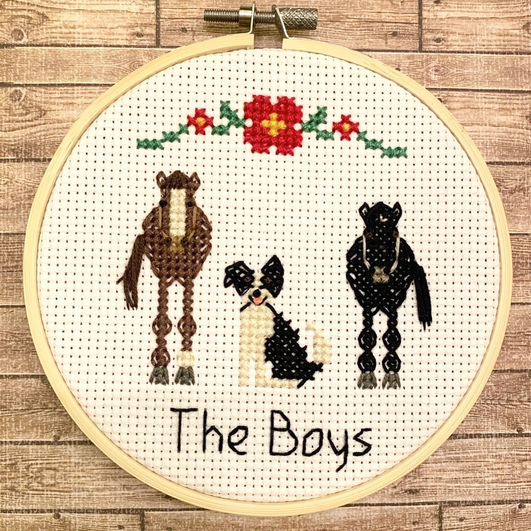 Custom Cross Stitch Pet Portrait 3-5 Inch Design - Etsy