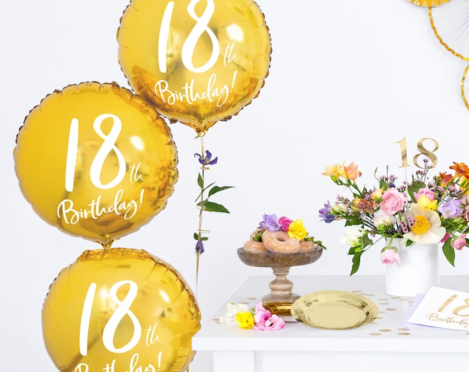 Gold 18th Birthday Balloon, 18th Birthday Party, Gold Foil Balloons ...