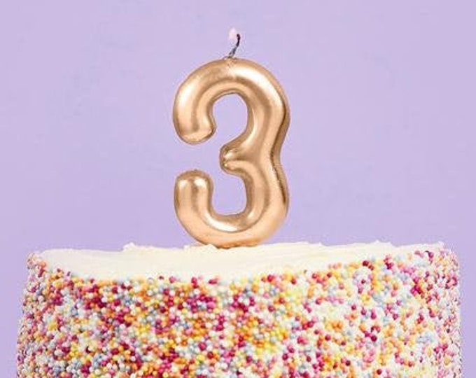 Pink Number THREE Candle 3RD Birthday PINK Pink and Gold Girl THIRD ...