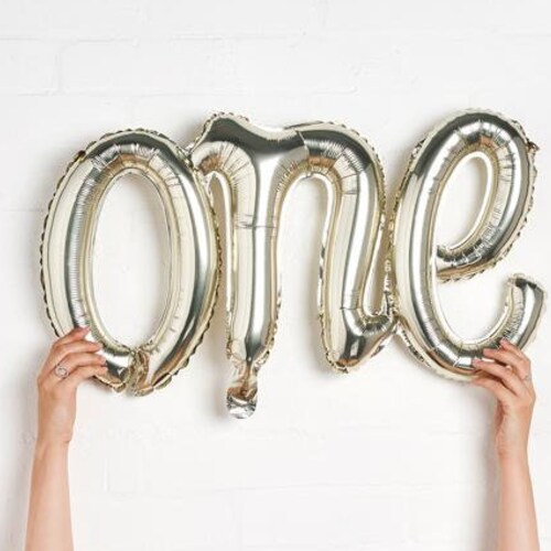 Gold 'one' Script Balloon First Birthday Balloon 1st - Etsy