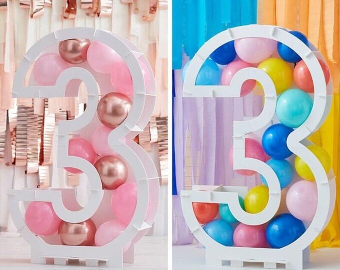 Balloon Mosaic Number Stand 3, Balloon Mosaic Frame, Birthday Balloon ...