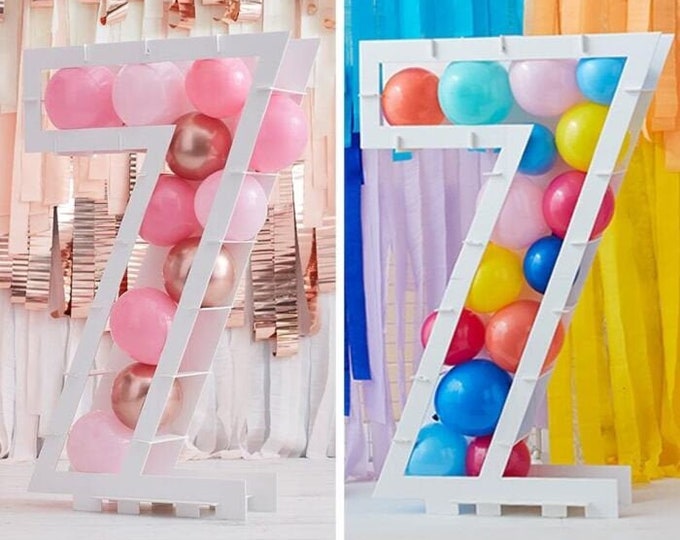 Balloon Mosaic Number 7 Stand, Balloon Mosaic Frame, Birthday Balloon ...