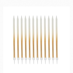 12 Gold Ombre Tall Skinny Candles, Anniversary, Elegant Party, Birthday ...
