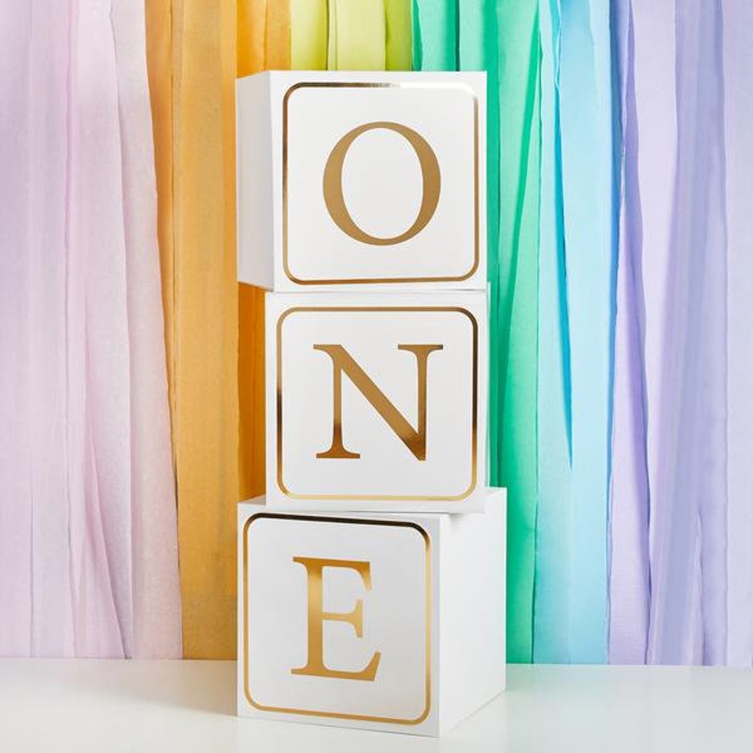 Jumbo 'one' Blocks, Giant One Blocks, Gold White 1st Birthday Blocks ...