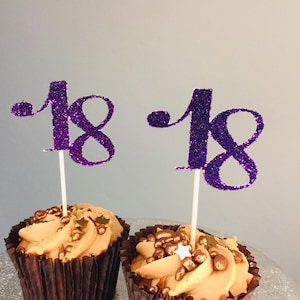18th Birthday Cupcake Toppers, 18th Birthday Decoration, Any Age ...
