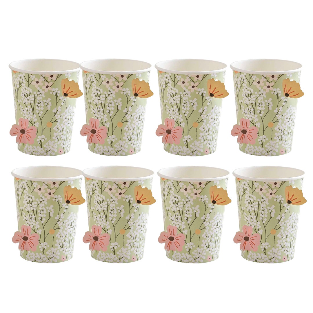 Floral Baby Shower Cups, Ditsy Flower Party Tableware (set of 8) - Etsy
