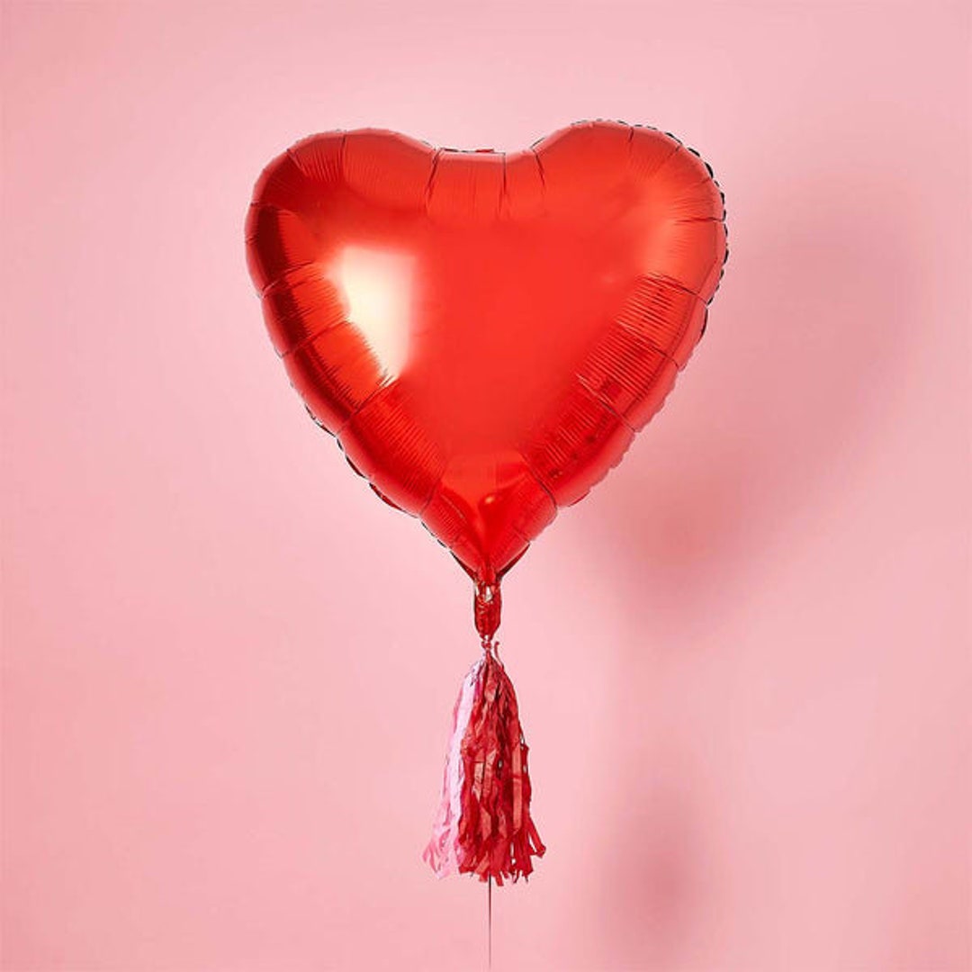 Giant Red Heart 32 Balloon With Tassels, Valentines Day Balloons ...