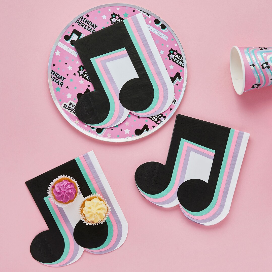 16 Musical Note Paper Napkins, Disco Theme, 80s Party, Retro, Musician ...