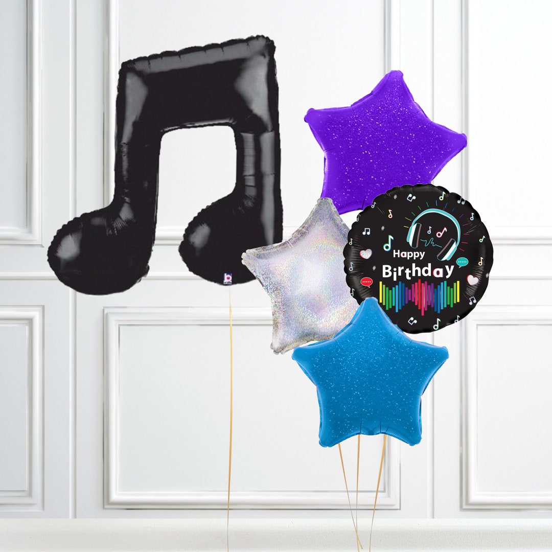 Music Note Double and Media Happy Birthday Balloon Set, Musician ...