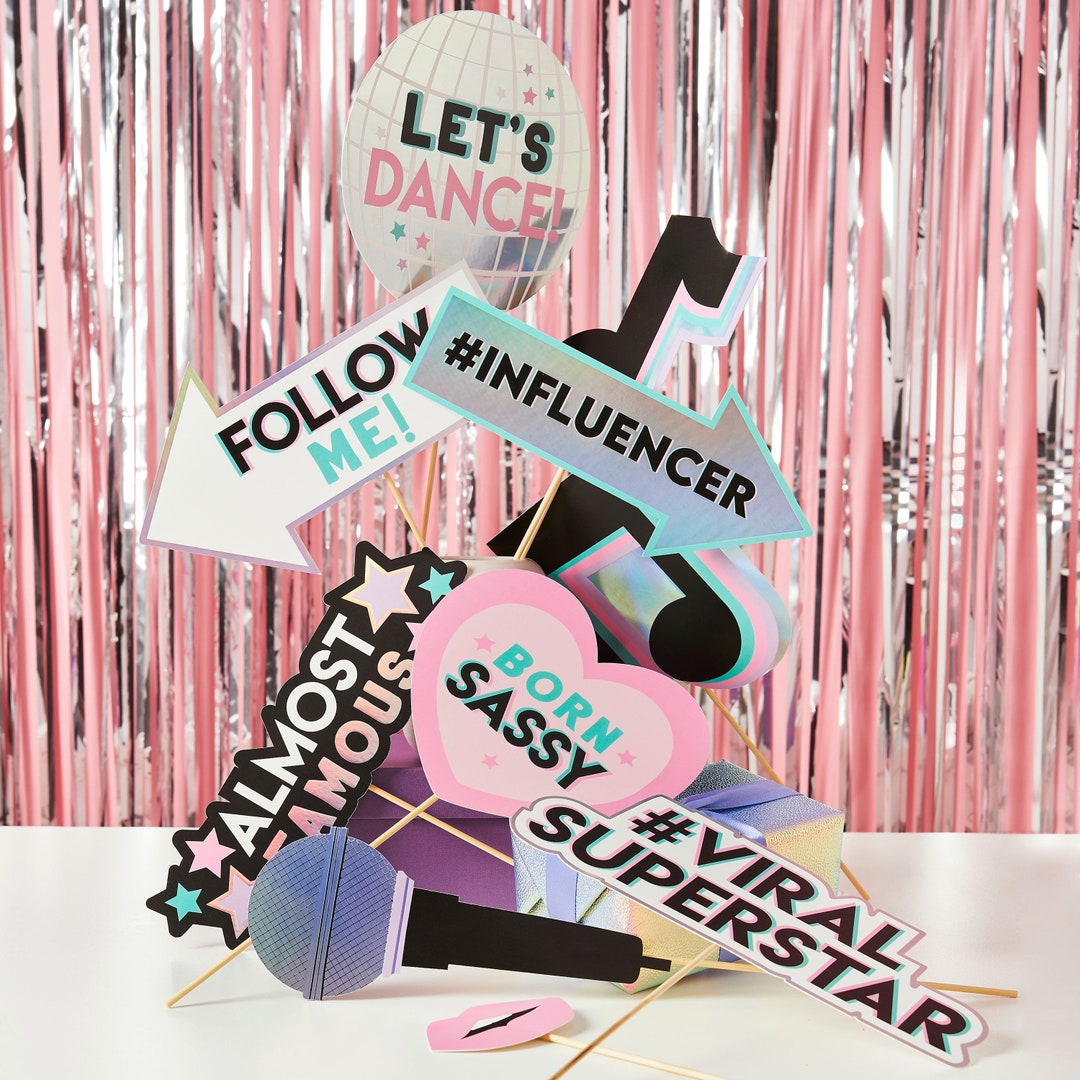 10 Let's Dance Photo Props, Disco Theme Birthday Party Decor, 80s Party ...