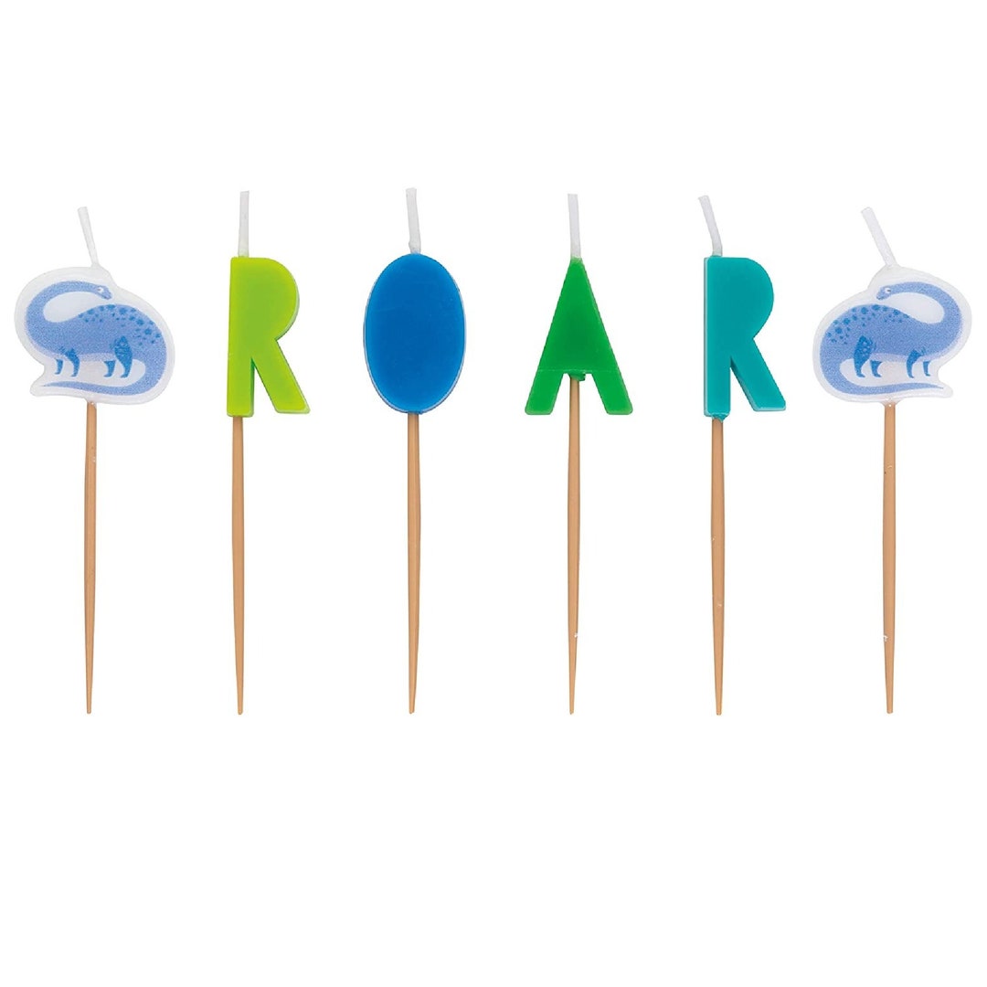 Dinosaur Cake Topper Set, Roar Banner, Party Candles - Etsy