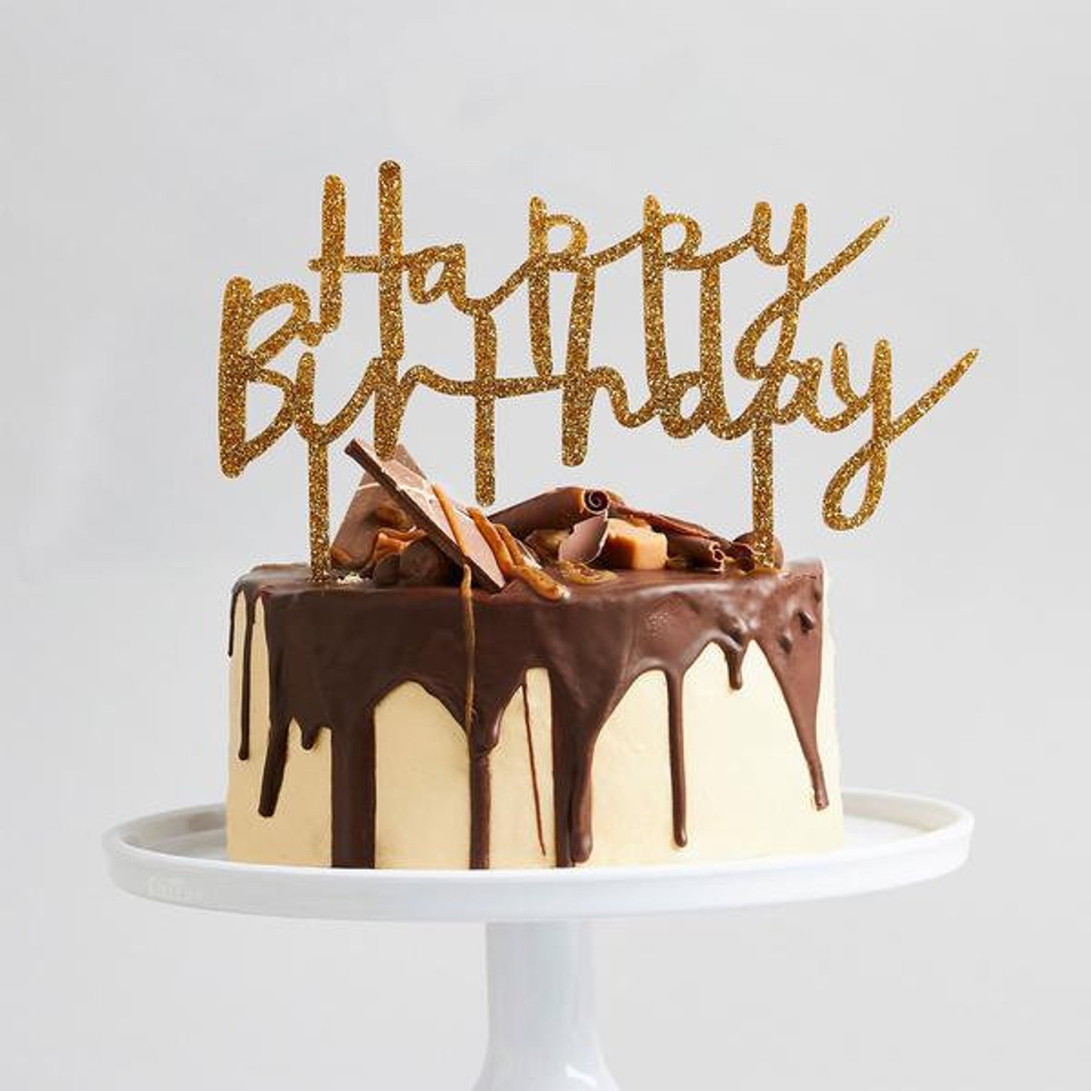 Gold Glitter Acyrlic Happy Birthday Cake Topper gold Glitter - Etsy
