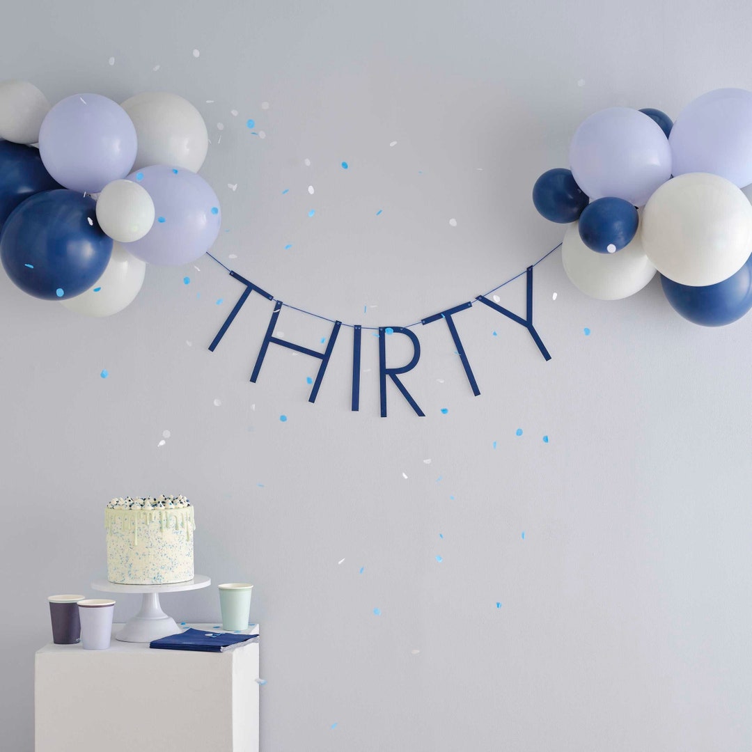Navy Blue 30th Birthday Milestone Balloon Bunting, 30th Birthday ...