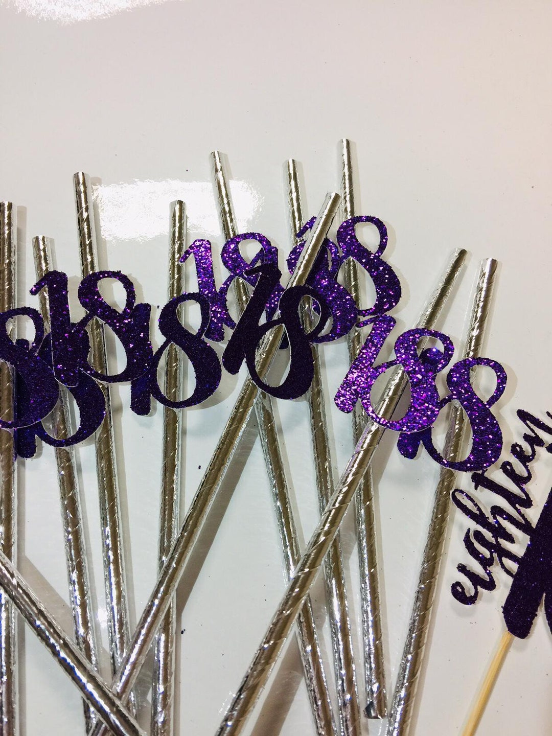 Glitter Number Party Straws, Custom Age Decoration, Set of 10 - Etsy