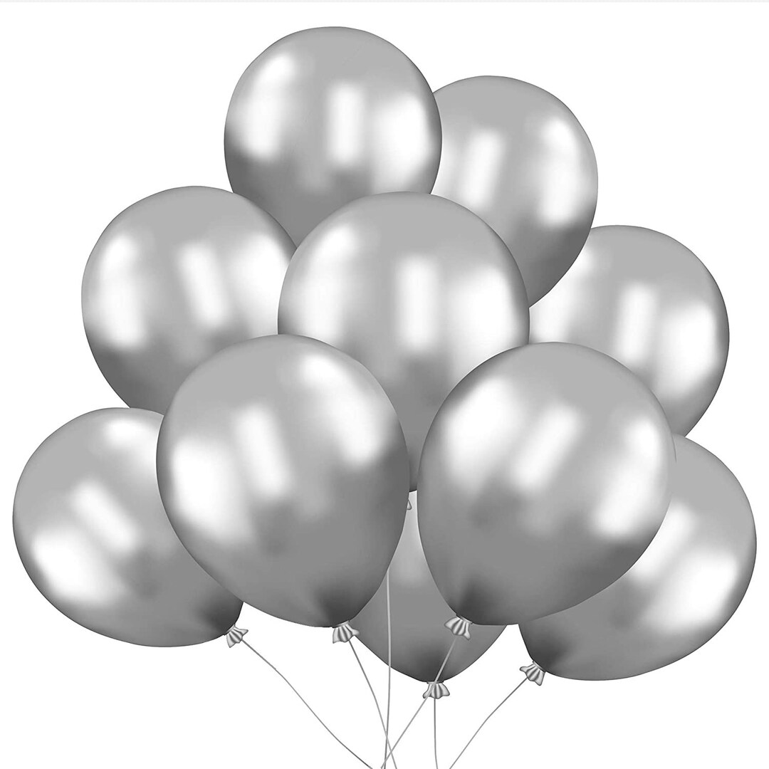 10 Silver Balloons, 11" Silver Balloons, Silver Latex Balloons, Party ...