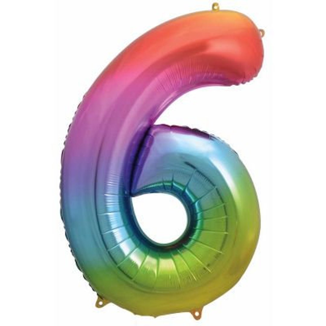 Giant 34" Rainbow Number 6 Foil Balloon, Party Decor - Etsy