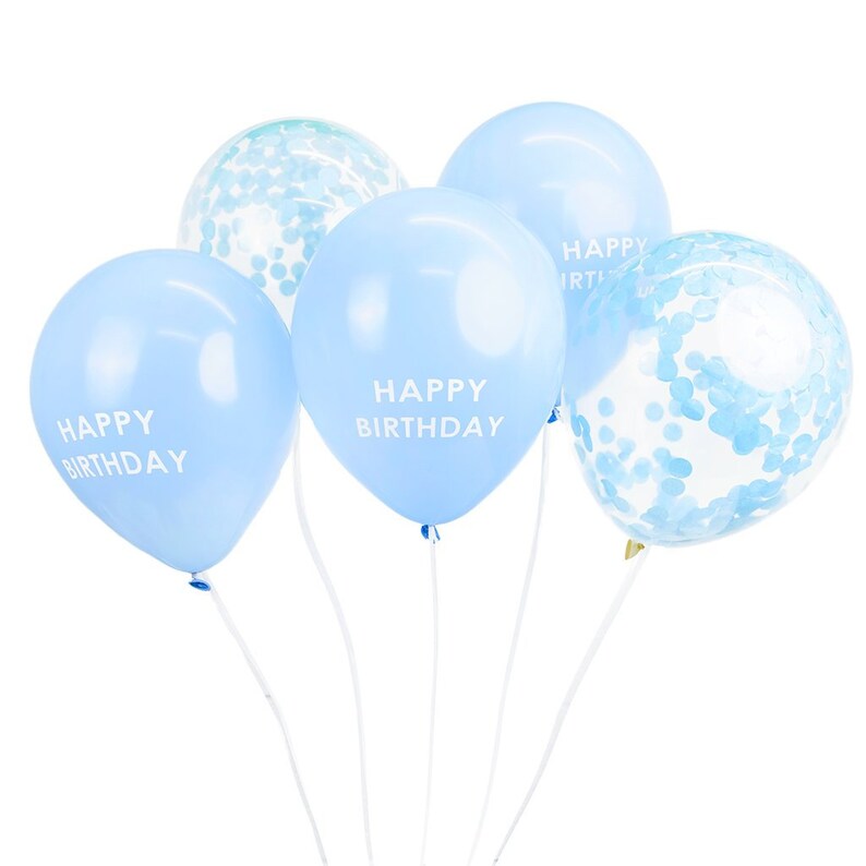 5 Blue Happy Birthday Confetti Balloons Confetti Balloons - Etsy