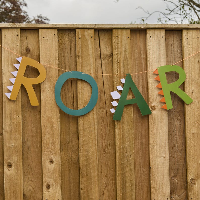 Roar Dinosaur Card Banner, Dinosaur Birthday Bunting, Kids Dino Theme ...