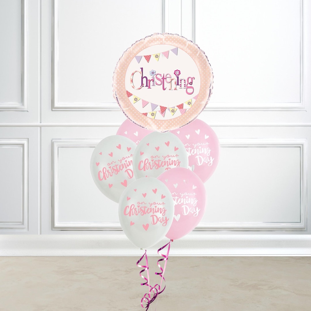 Pink Christening Balloon Set, Foil & Latex Balloons, Religious ...