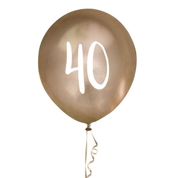 5 Gold Number 40 Balloons 40th Birthday Balloons Fortieth | Etsy
