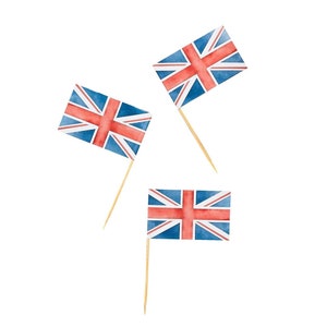 Union Jack Food Picks, British Party Cupcake Toppers (24 Pack) - Etsy