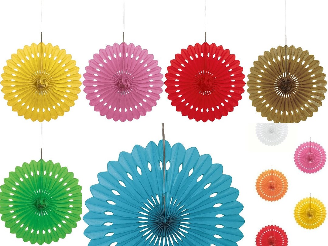 Decorative Paper Fans, 40.6 Cm/16 Inch Tissue Paper Fans, Colourful ...
