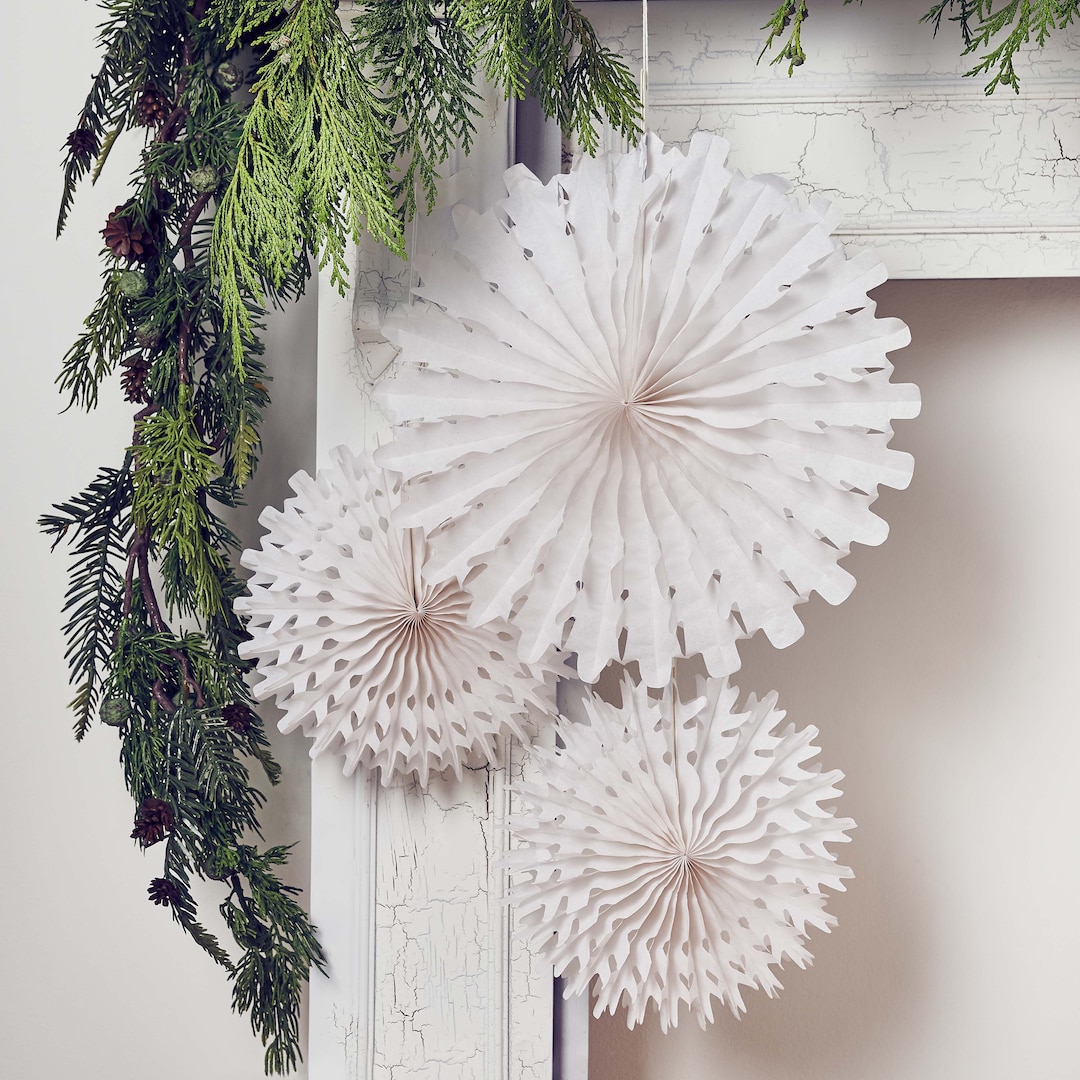 3 Snowflakes Honeycombs, Snowflake Decorations, White Christmas Decor ...