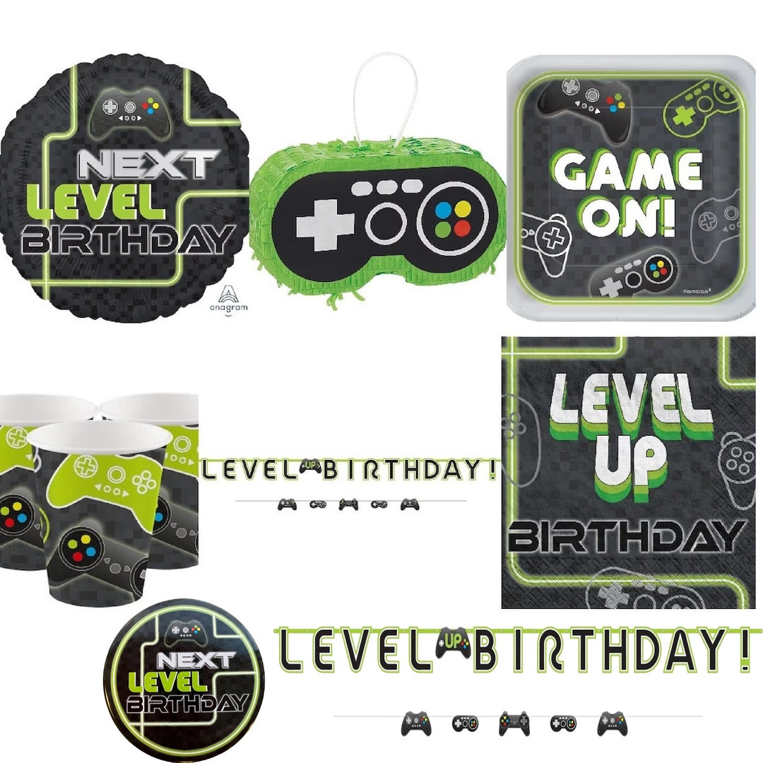 Level up Birthday Party Pack, Gamer Party Decorations, Gamer Birthday ...