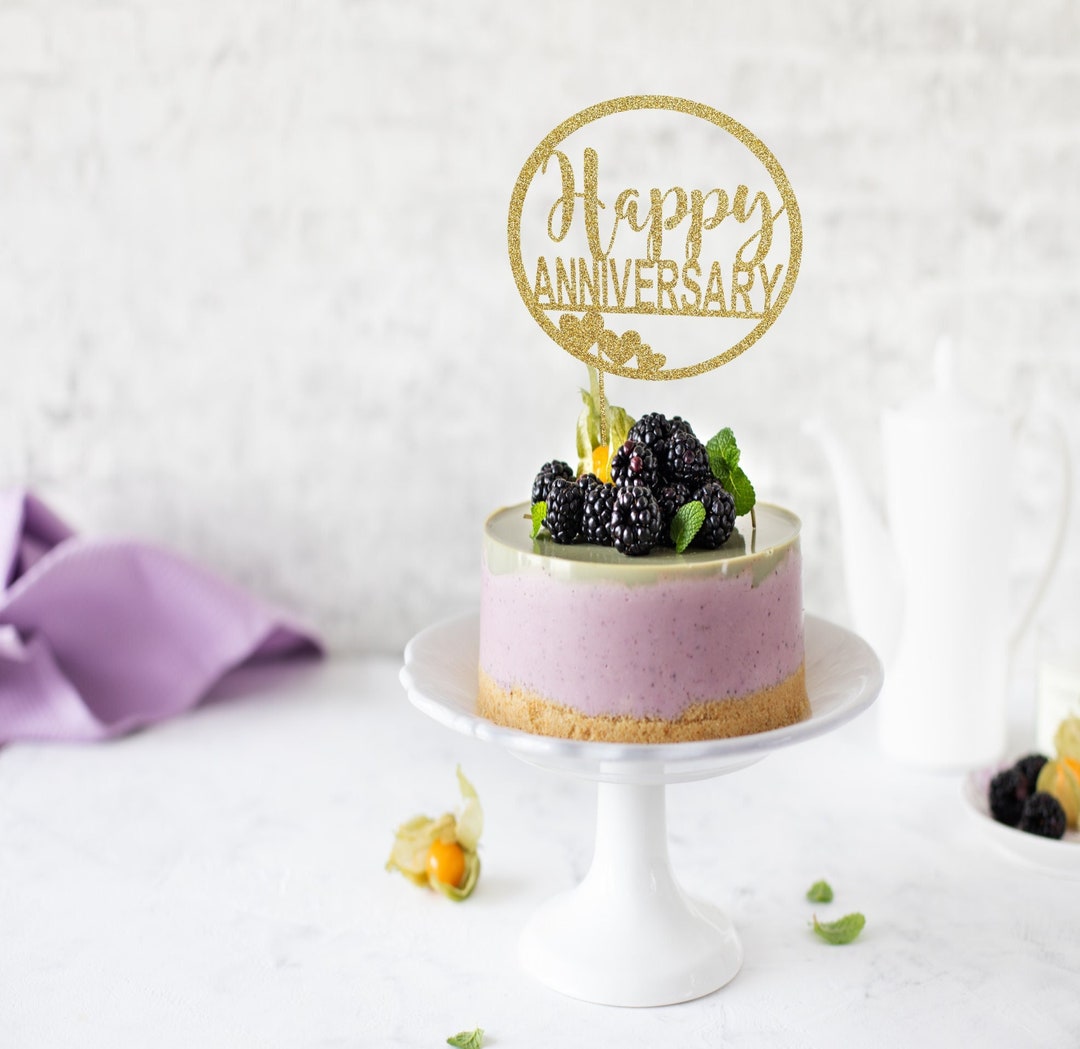 Happy Anniversary Cake Topper, Anniversary Topper, Wedding Anniversary ...