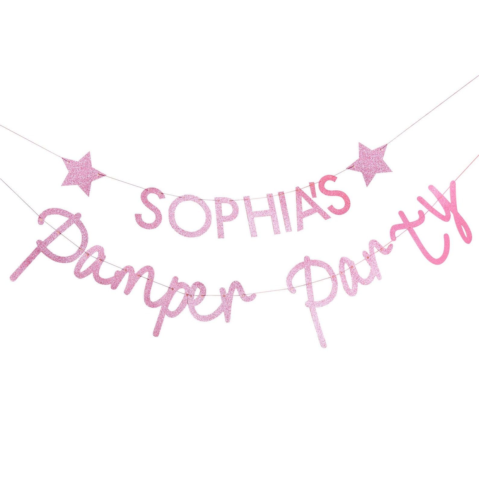 Personalised Party Banner Pink Glitter Personalised Pamper | Etsy
