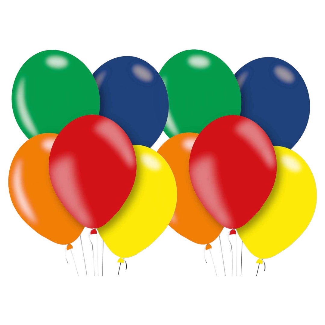 10 Assorted Metallic Primary Mix Latex Balloons, Birthday Balloon ...