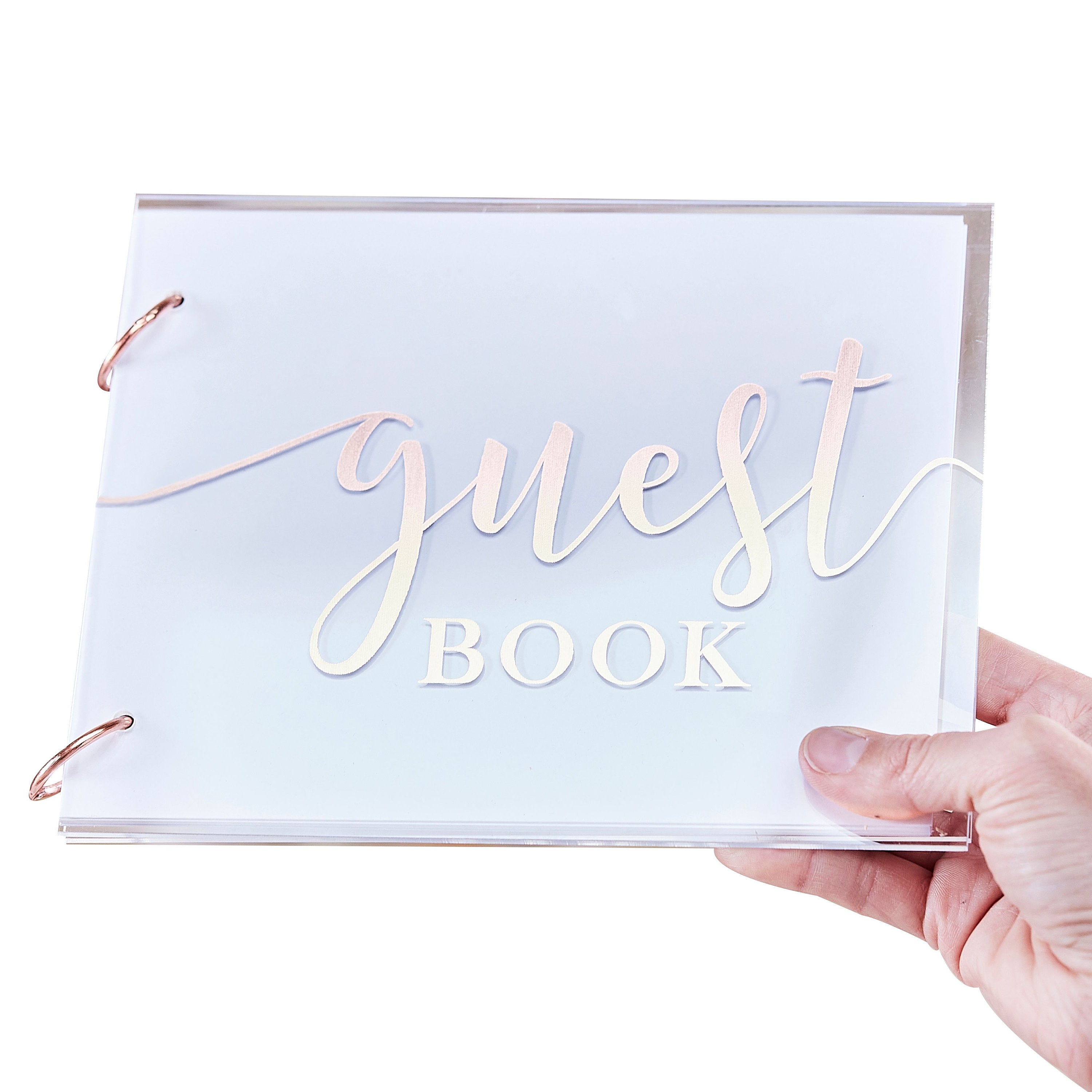 Acrylic Wedding Guest Book, Rose Gold Modern Keepsake - Etsy